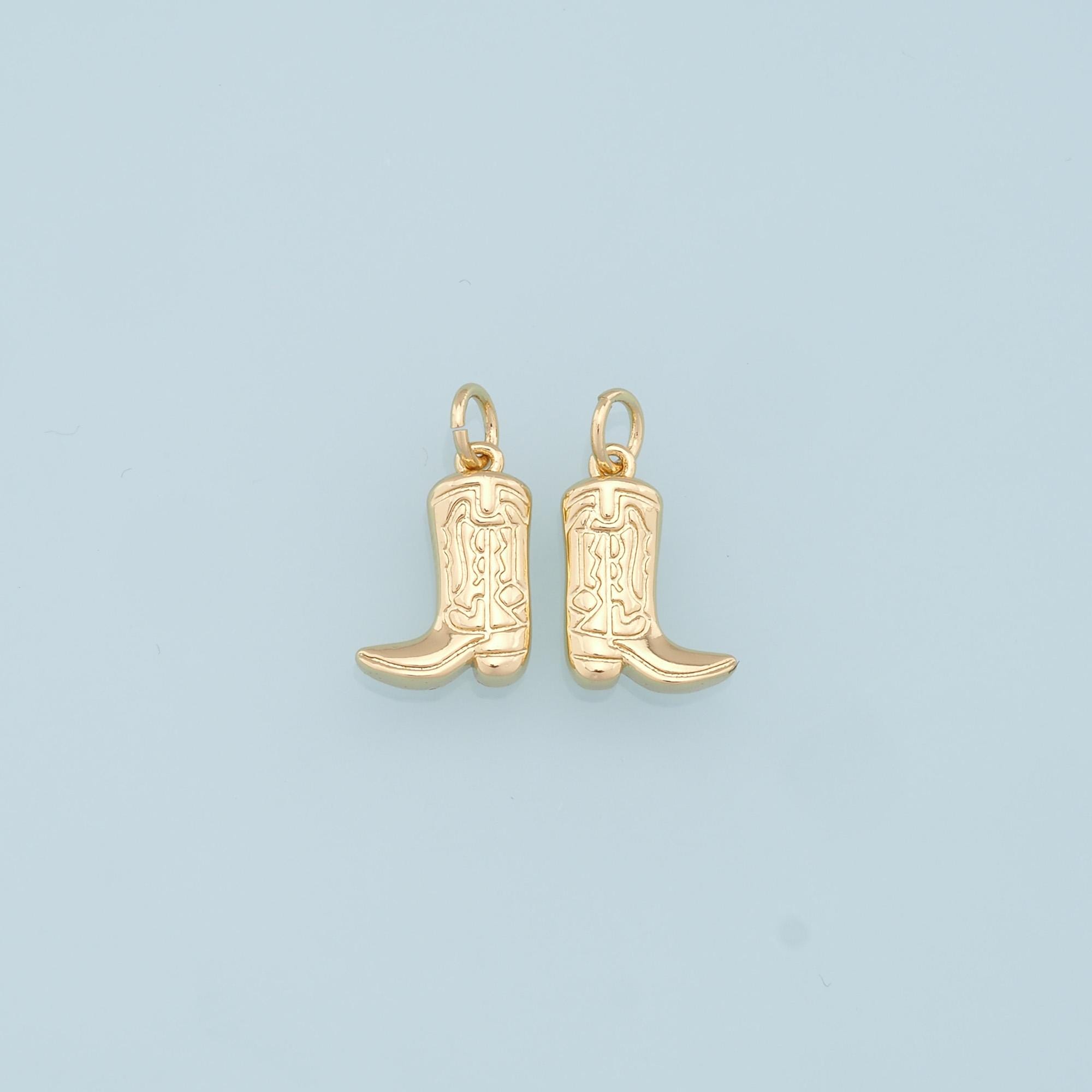 Gold Boots Charms,18k Gold Filled Boots Pendant,cowboy Boots Charm ...