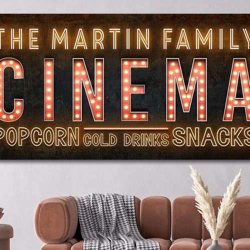 Theater Sign Family Theater Room Sign Vintage Movie Room - Etsy