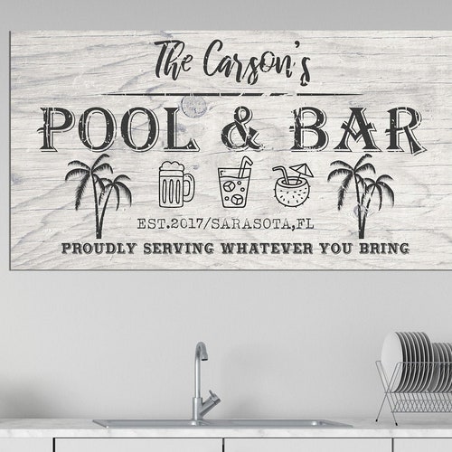 Customized POOL & BAR Sign Personalized Pool Bar Sign Last | Etsy