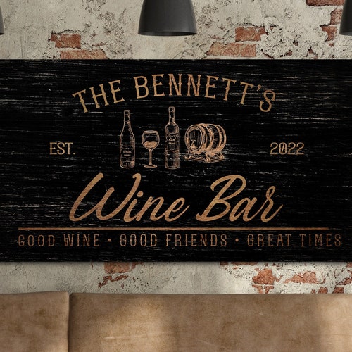 Personalized Wine Bar Sign Taste Room Sign Rustic Bar Wall - Etsy