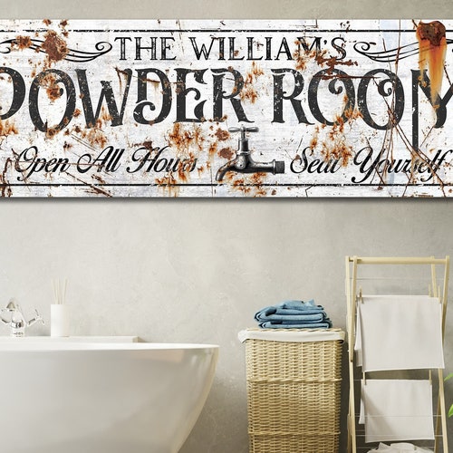 Personalized Powder Room Sign Bathroom Signs Over Bath Tub - Etsy