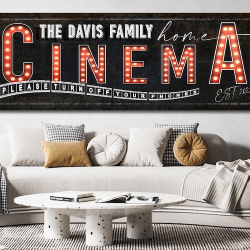 Theater Sign Family Theater Room Sign Vintage Movie Room - Etsy