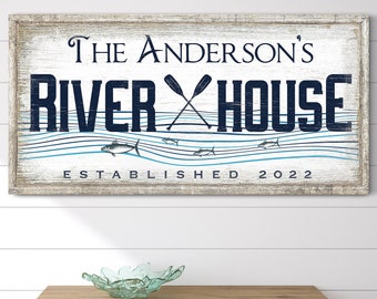 Custom River House Sign Farmhouse Wall Decor Family Name Sign Summer ...