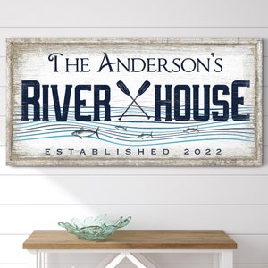 Custom River House Sign With Family Name River House Wall - Etsy