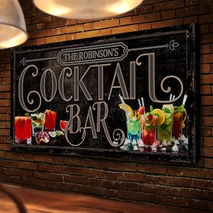 Personalized Cocktail Bar Sign, Home Bar Wall Decor, Custom Bar ...