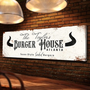 Custom Burger House Sign | Personalized Huge Canvas | Burger Bar Sign ...