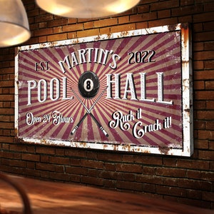 Custom Pool Hall Sign Billiard Lounge Sign Rock It Crack It - Etsy