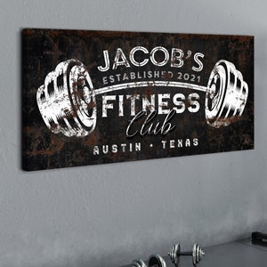 Personalized Fitness Club Sign, Fitness Club Wall Decor, Rustic Vintage ...
