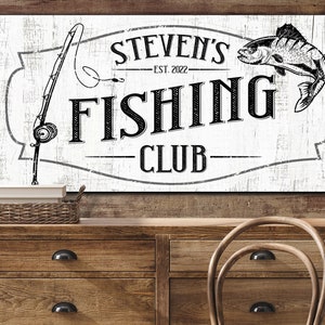 Custom Fishing Club Sign, Fisher Sign, Lake Fishing, Hunters Lodge ...