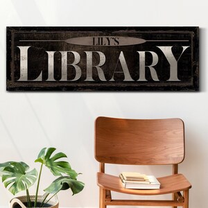 Personalized Library Sign, Vintage Library Decoration, Reading Corner ...