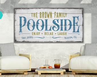 Personalized Pool & Patio Sign, Pool Sign, Swimming Pool Decor, Outdoor ...