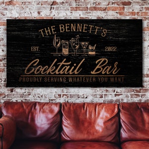 Personalized Cocktail Bar Sign, Cocktail Bar Decor, Cocktail Bar Wall ...