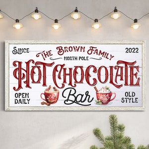 Personalized Hot Chocolate Bar Sign, Custom Santas Hot Cocoa Sign ...