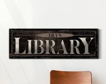 Customized Library Sign, Vintage Library Decoration, Reading Corner ...