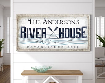 Custom River House Sign Farmhouse Wall Decor Family Name Sign Summer ...