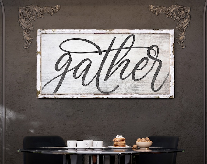 Large Gather Sign Gather Wood Sign Wedding Gift Dining Room Sign Game ...