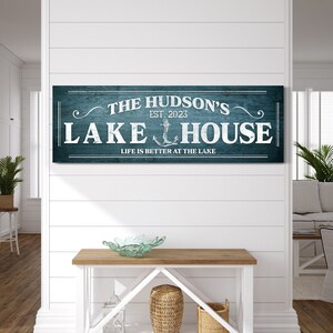 Personalized Lake House Sign, Rustic Family Name Sign, Cottage Cabin ...