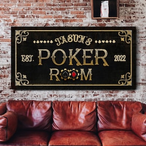 Personalized Poker Room Sign, Casino Sign, Game Room Wall Decor, Man ...