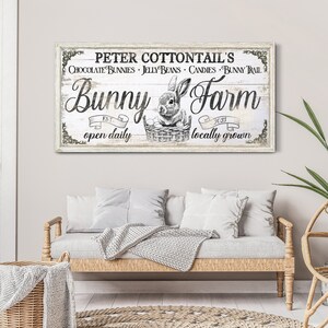 Personalized Bunny Farm Sign, Easter Egg Sign, Vintage Easter Bunny ...