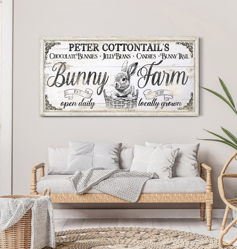 Personalized Bunny Farm Sign Easter Egg Sign Vintage Easter - Etsy