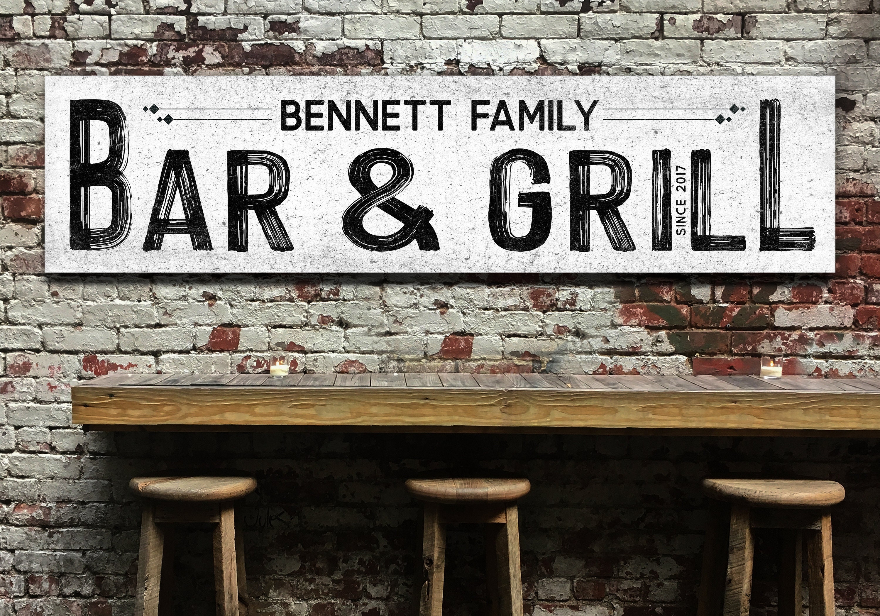 Personalized BAR & GRILL Sign | Backyard Canvas | Family Name Sign With ...