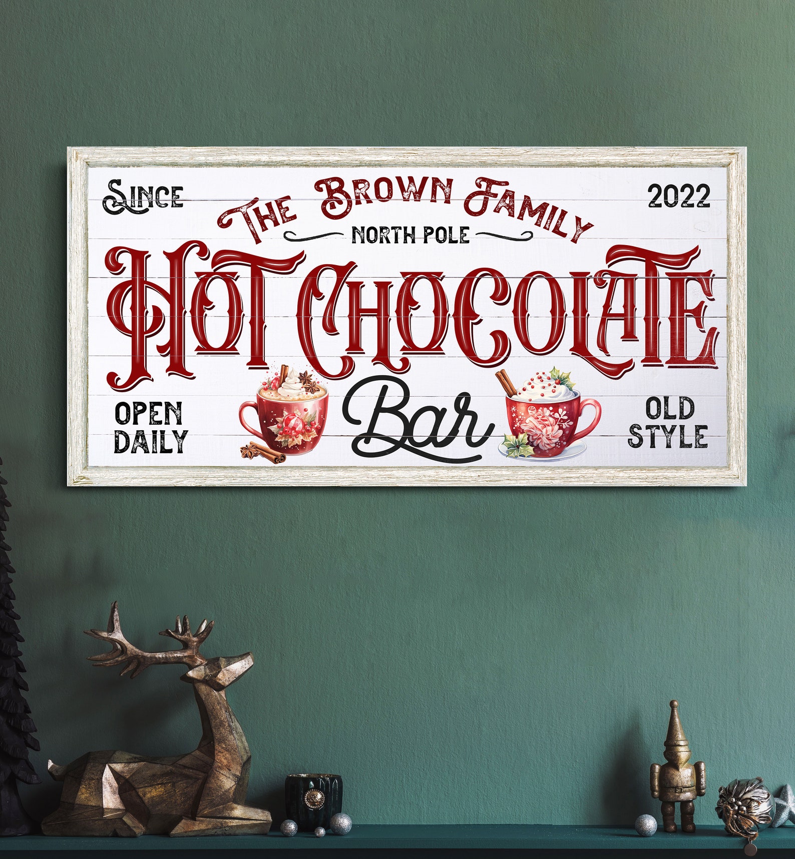Personalized Hot Chocolate Bar Sign, Custom Santas Hot Cocoa Sign ...