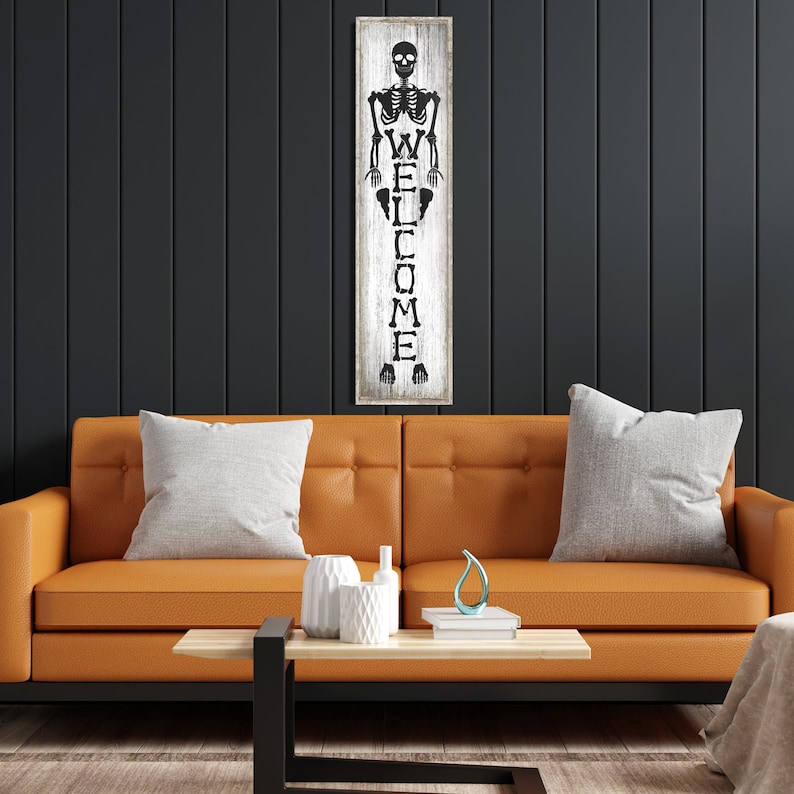 Welcome Skeleton Sign Vertical Skeleton Sign Entryway Sign - Etsy