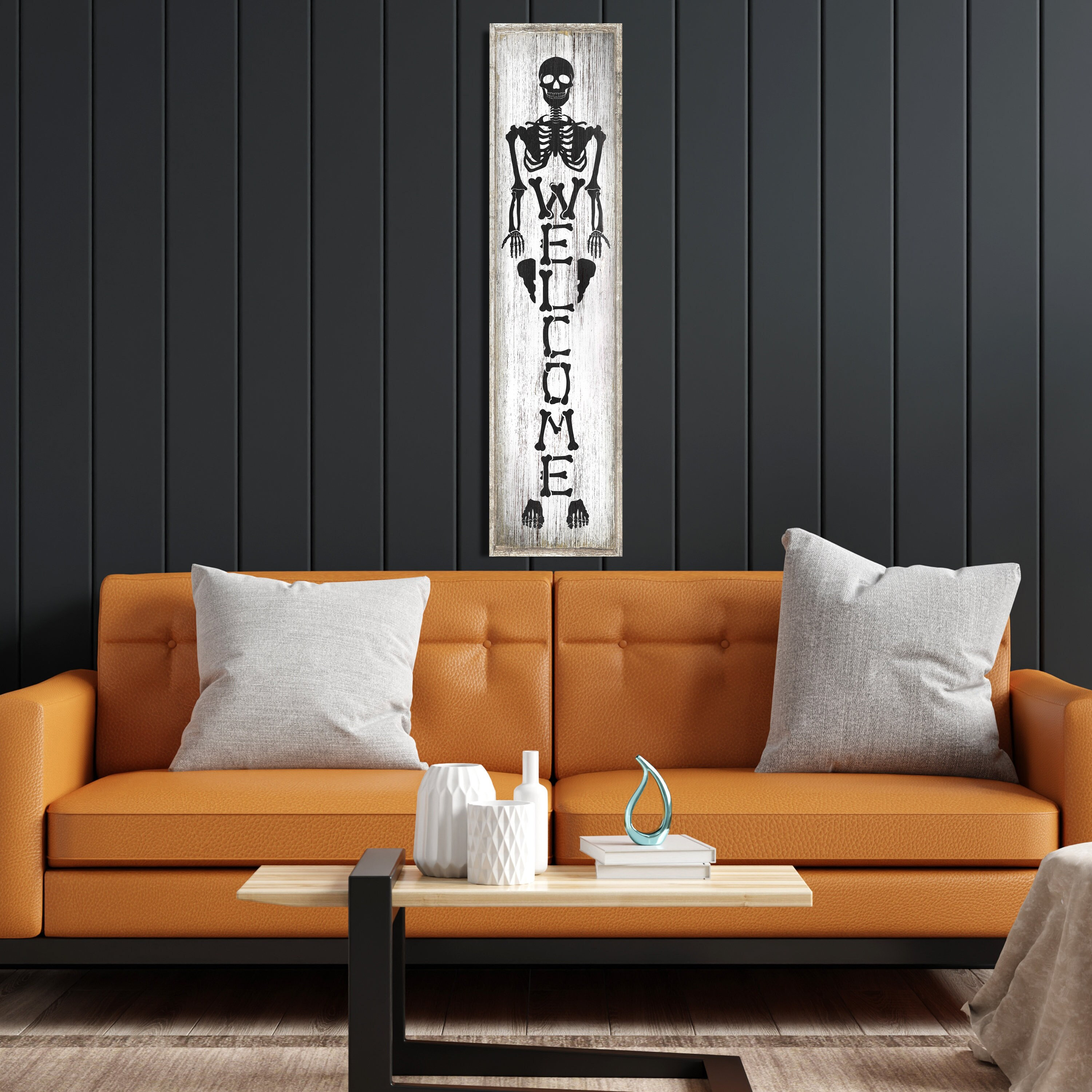 Welcome Skeleton Sign Vertical Skeleton Sign Entryway Sign - Etsy
