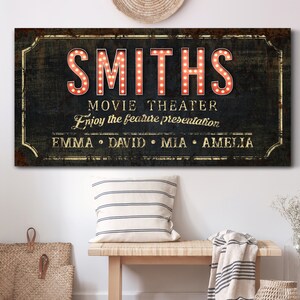 Custom Movie Theater Sign, Family Theater Lounge Sign, Movie Room Wall ...