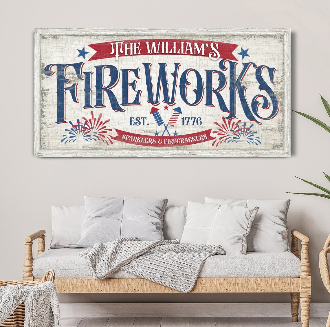 Personalized Fireworks Sign Custom Family Name Wall Decor - Etsy