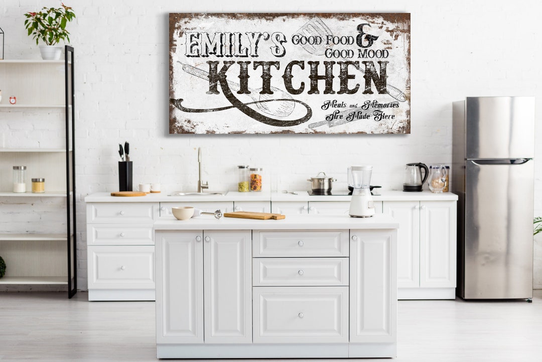 Custom Kitchen Sign, Family Kitchen Sign, Rustic Kitchen Decor, Vintage ...