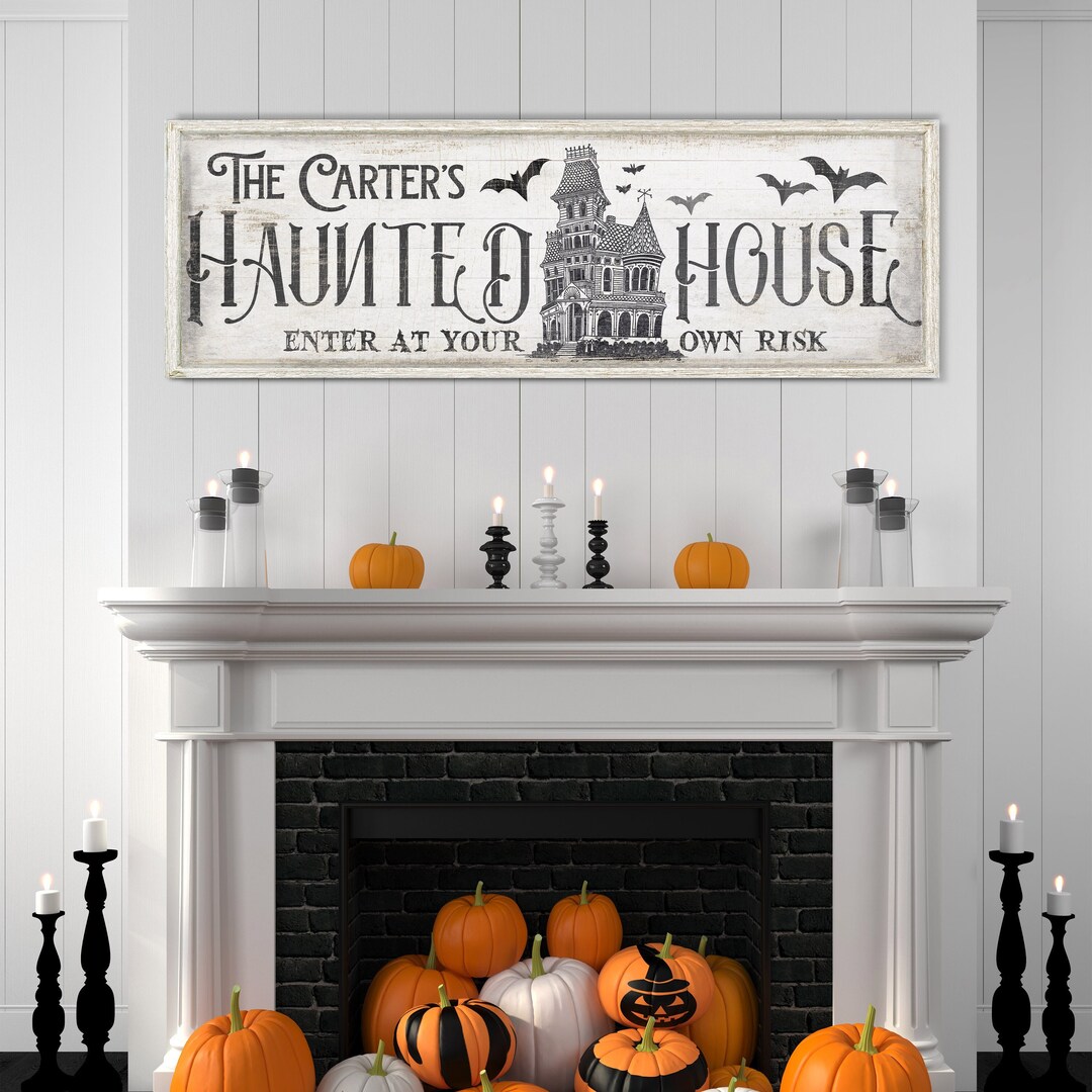 Personalized Haunted House Sign, Halloween Haunted Home Wall Decor ...