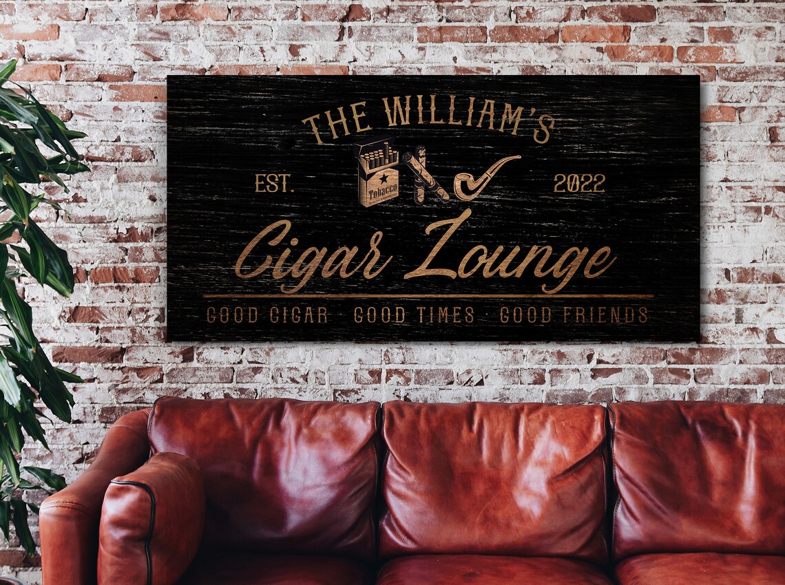 Personalized Cigar Room Sign Cigar Lounge Sign Lounge Decor - Etsy