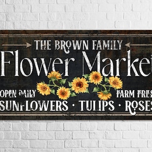 Personalized Flower Market Sign, Farmer & Gardener Gifts, Vintage ...