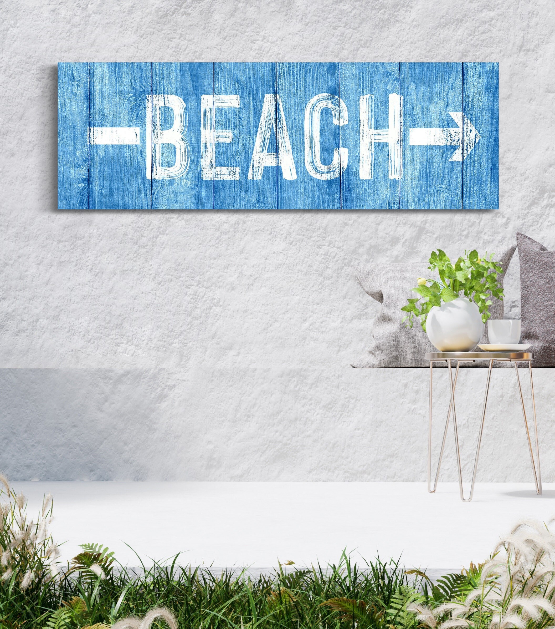 Beach Sign With Arrow Beach Direction Sign Beach Cabin - Etsy