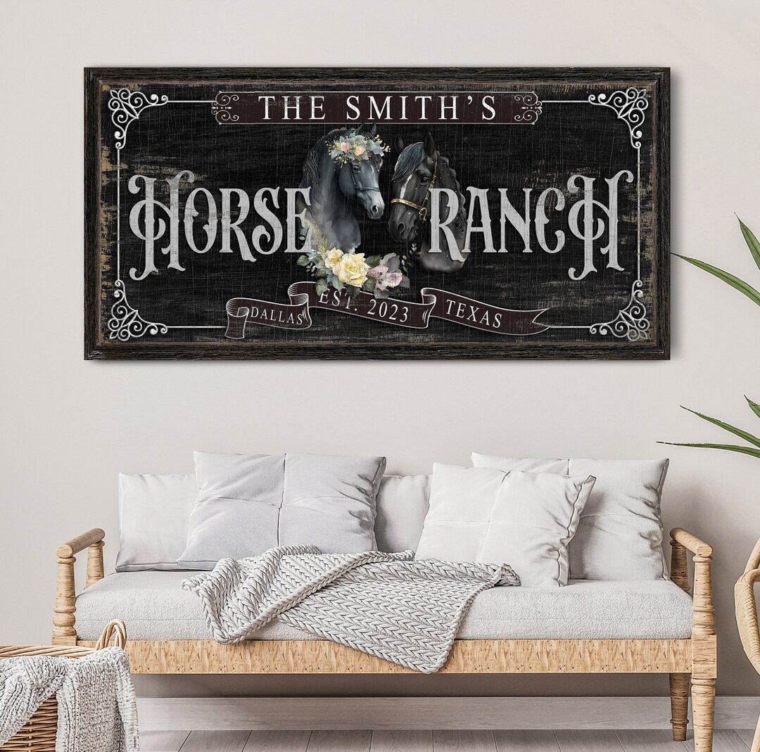 Personalized Horse Ranch Sign, Vintage Farmhouse Ranch Sign, Outdoor ...