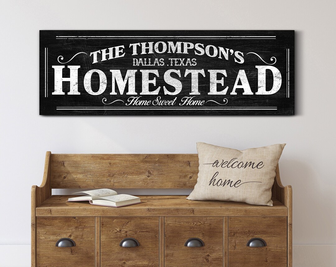 Personalized Homestead Sign, Rustic Family Name Homestead Sign, Vintage ...