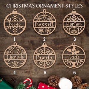 Custom Name Christmas Wood Ornament, Personalized Christmas Snowflake ...