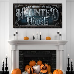 Personalized Haunted House Sign, Halloween Entryway Decor, Full Moon ...