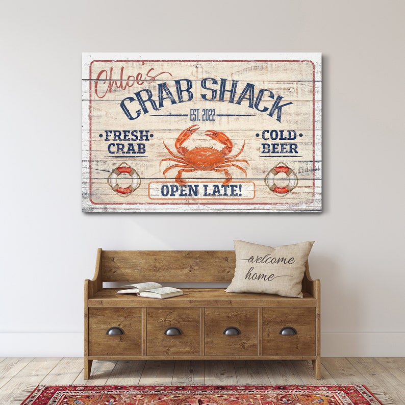 Personalized Crab Shack Sign, Fresh Crab Cold Beer, Beach House Decor ...