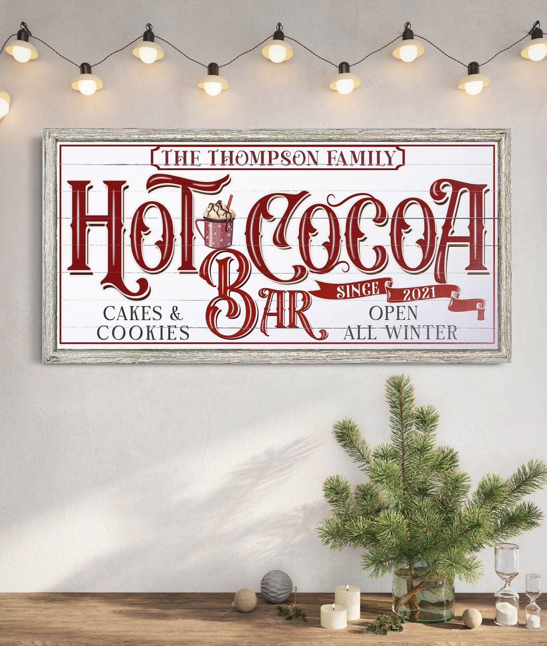 Personalized Hot Cocoa Bar Sign, Custom Hot Cocoa Station, Retro Hot ...