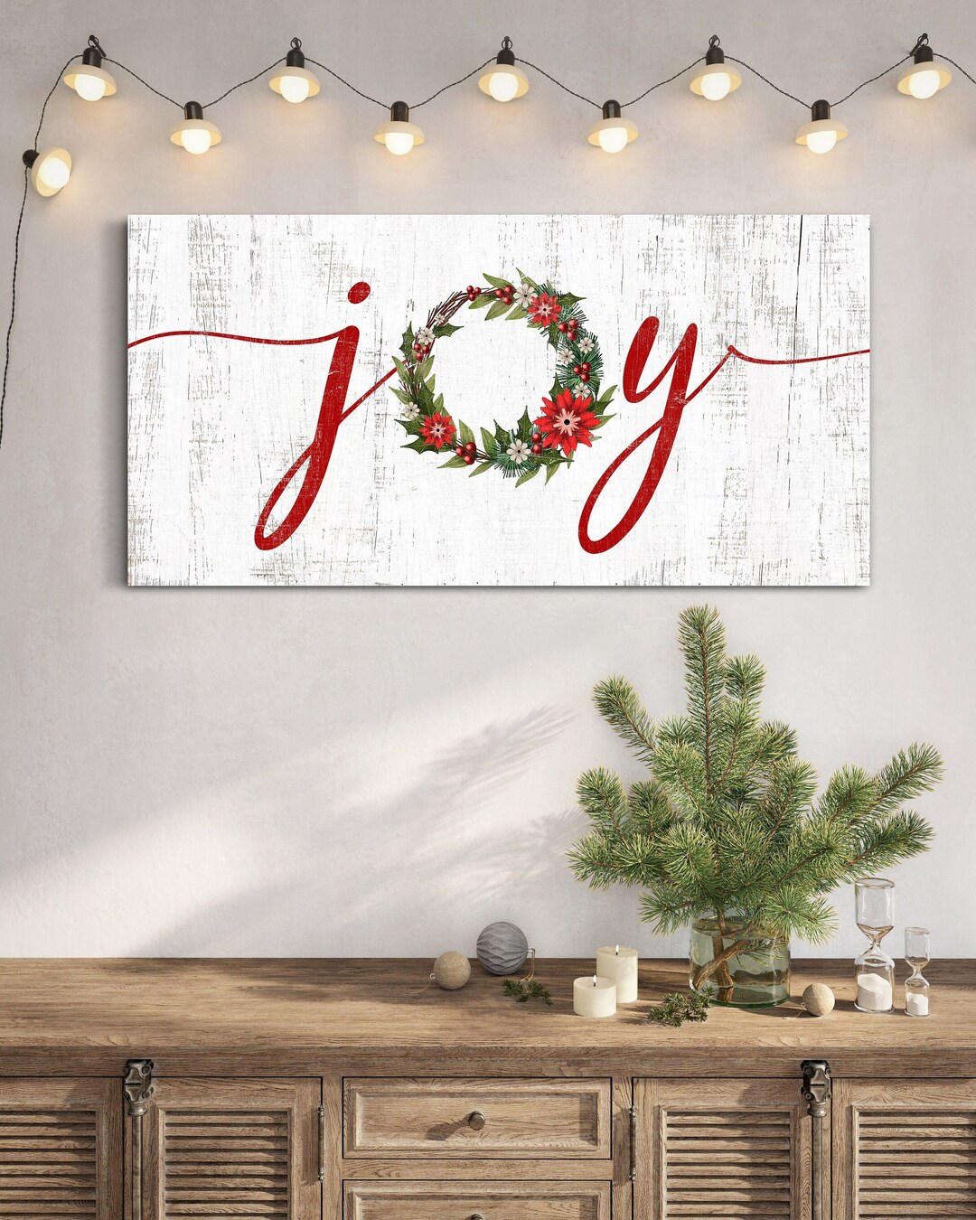 Christmas Joy With Wreath Sign, Red Christmas Farmhouse Decor, Entryway ...
