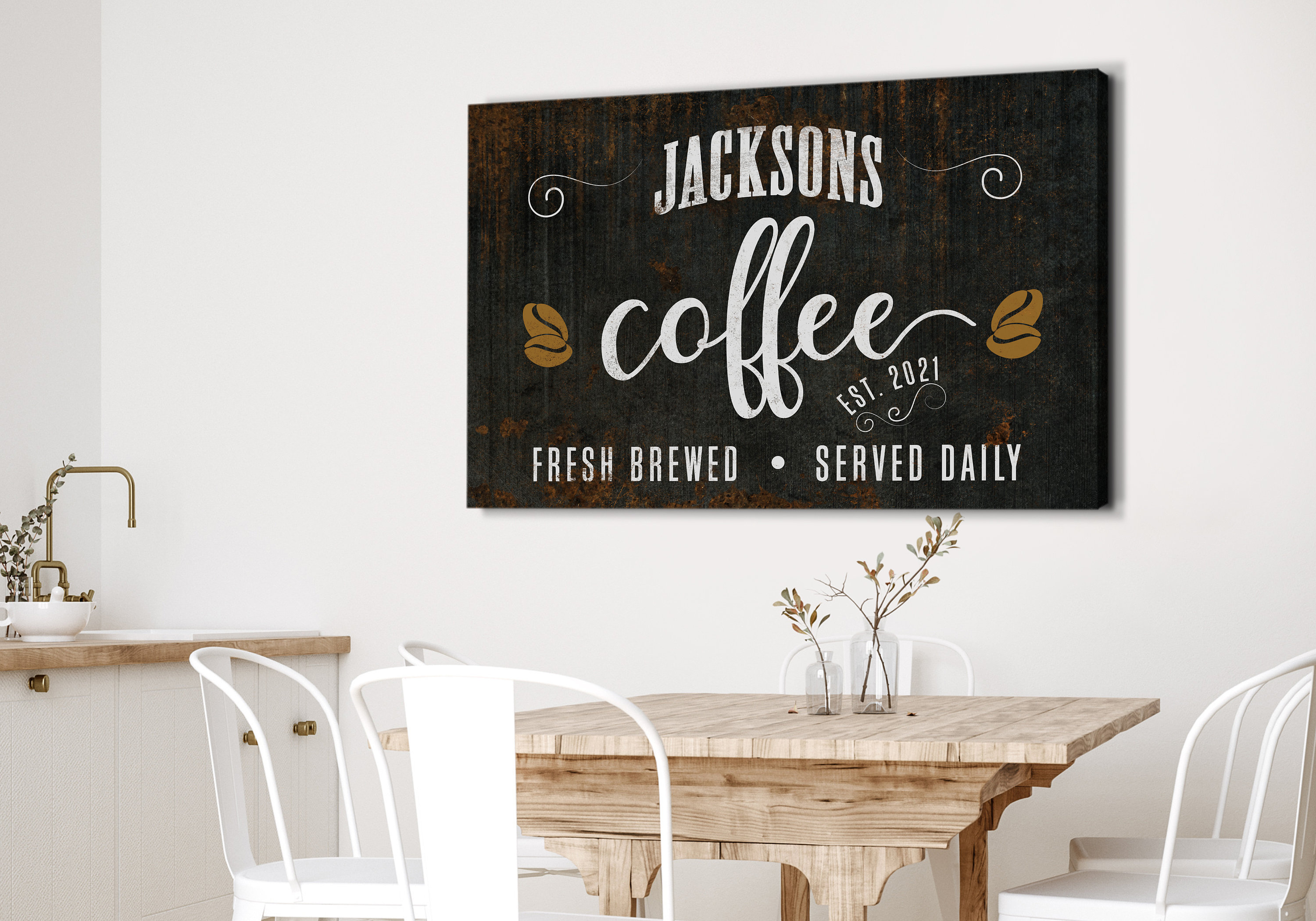 Custom Coffee Sign Large Farmhouse Canvas Wall Art Coffee - Etsy