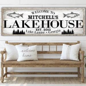 Lake House Decor Lake Life Large Lake House Canvas Wall Art | Etsy