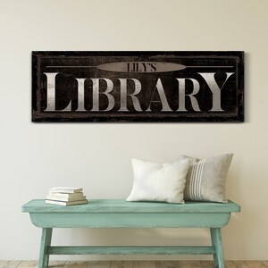 Personalized Library Sign, Vintage Library Decoration, Reading Corner ...