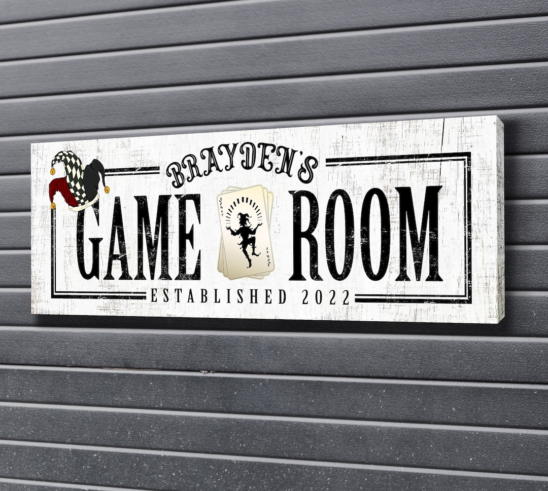 Personalized Game Room Sign, Lounge Arcade Decor, Poker Room Wall Art ...