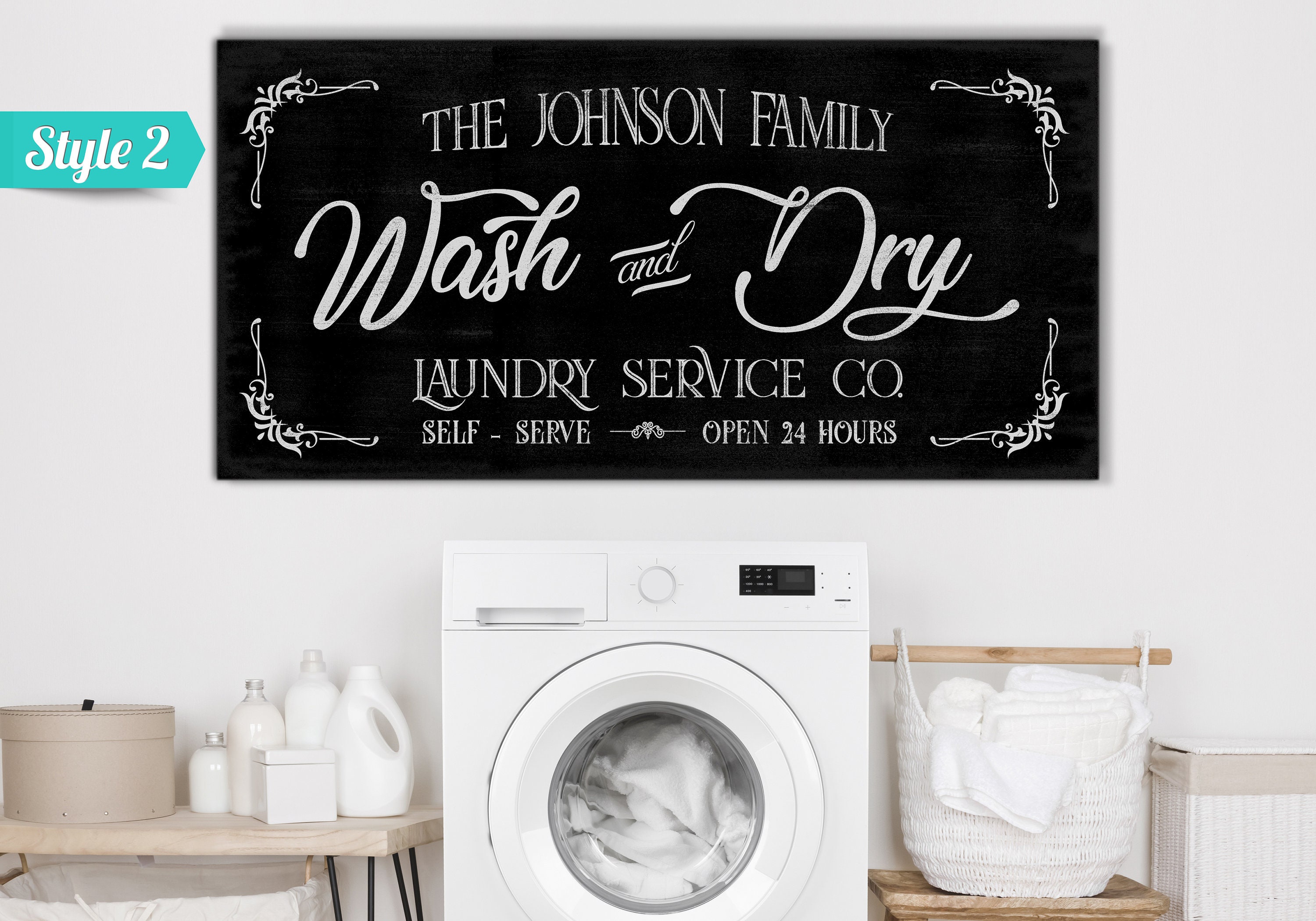 Custom Family Name Sign Wash and Dry Sign Laundry Service | Etsy