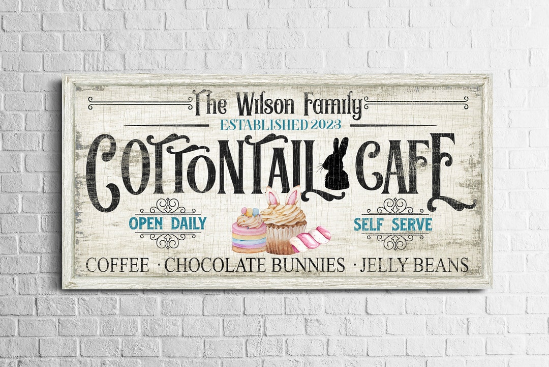 Custom Cottontail Cafe Sign, Easter Bunny Sign, Spring Cafe Decor ...