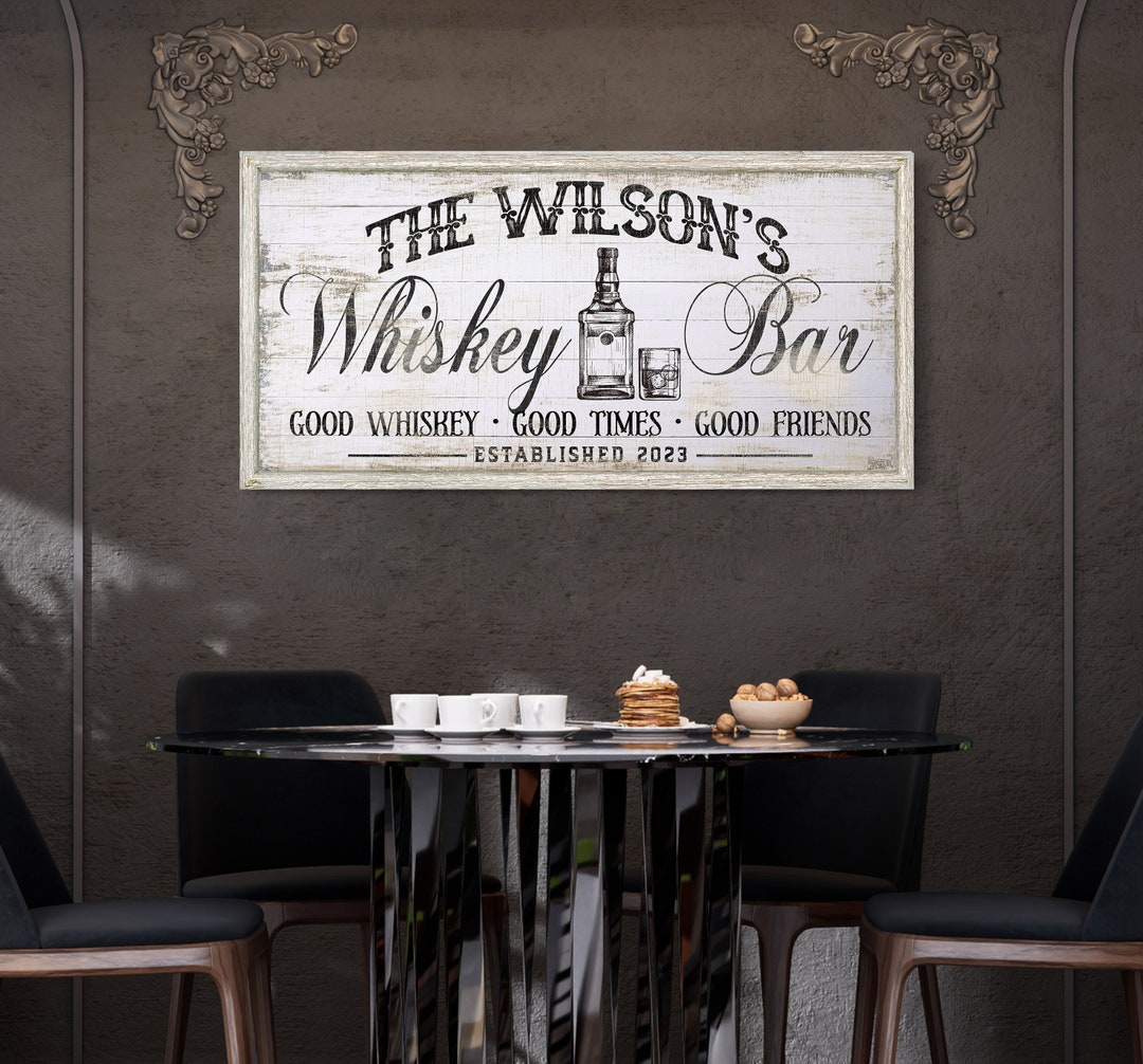 Personalized Whiskey Bar Sign, Man Cave Decor, Whiskey Bar Family Name ...