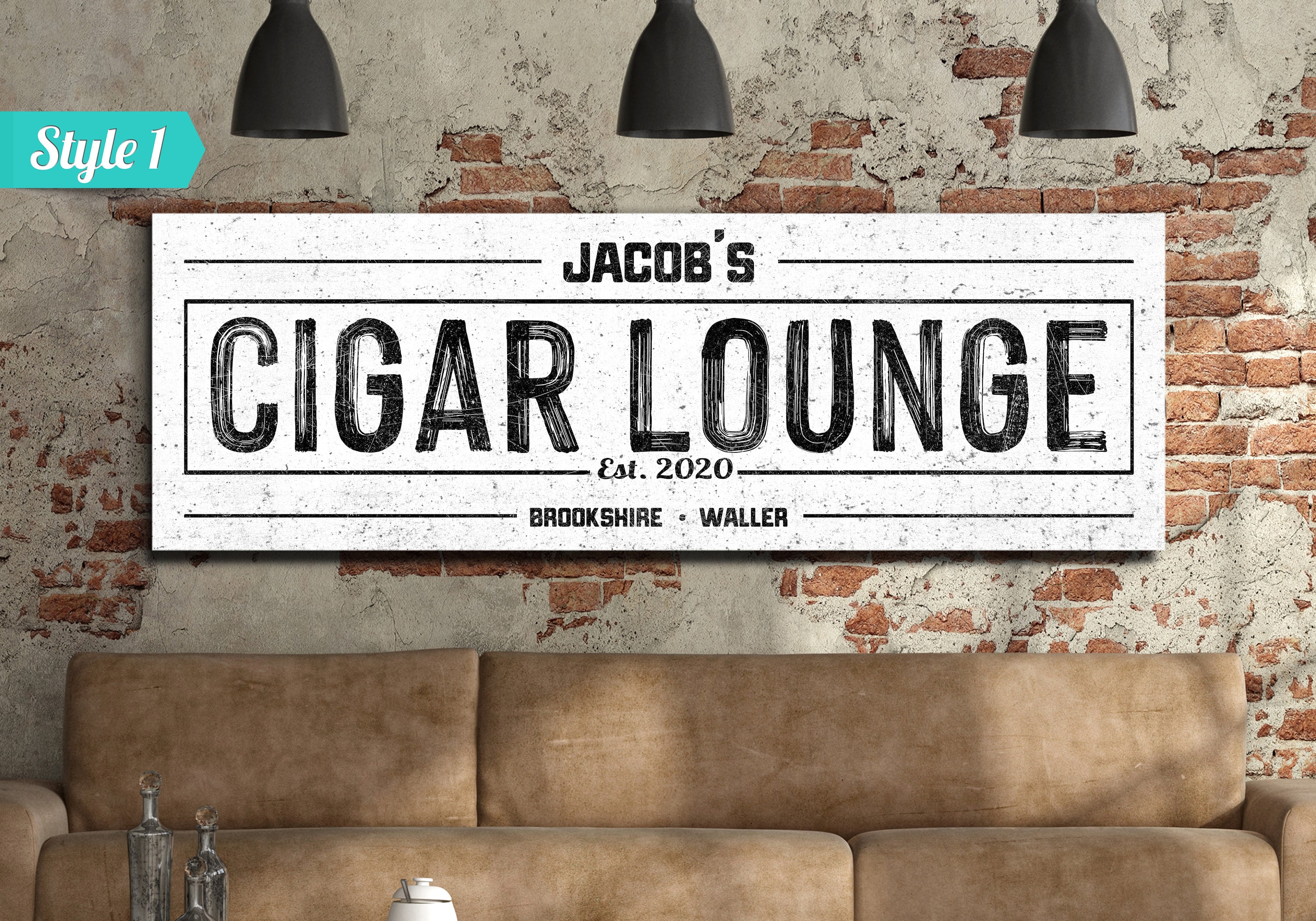Personalized Cigar Lounge Sign Custom Bar Sign Modern - Etsy